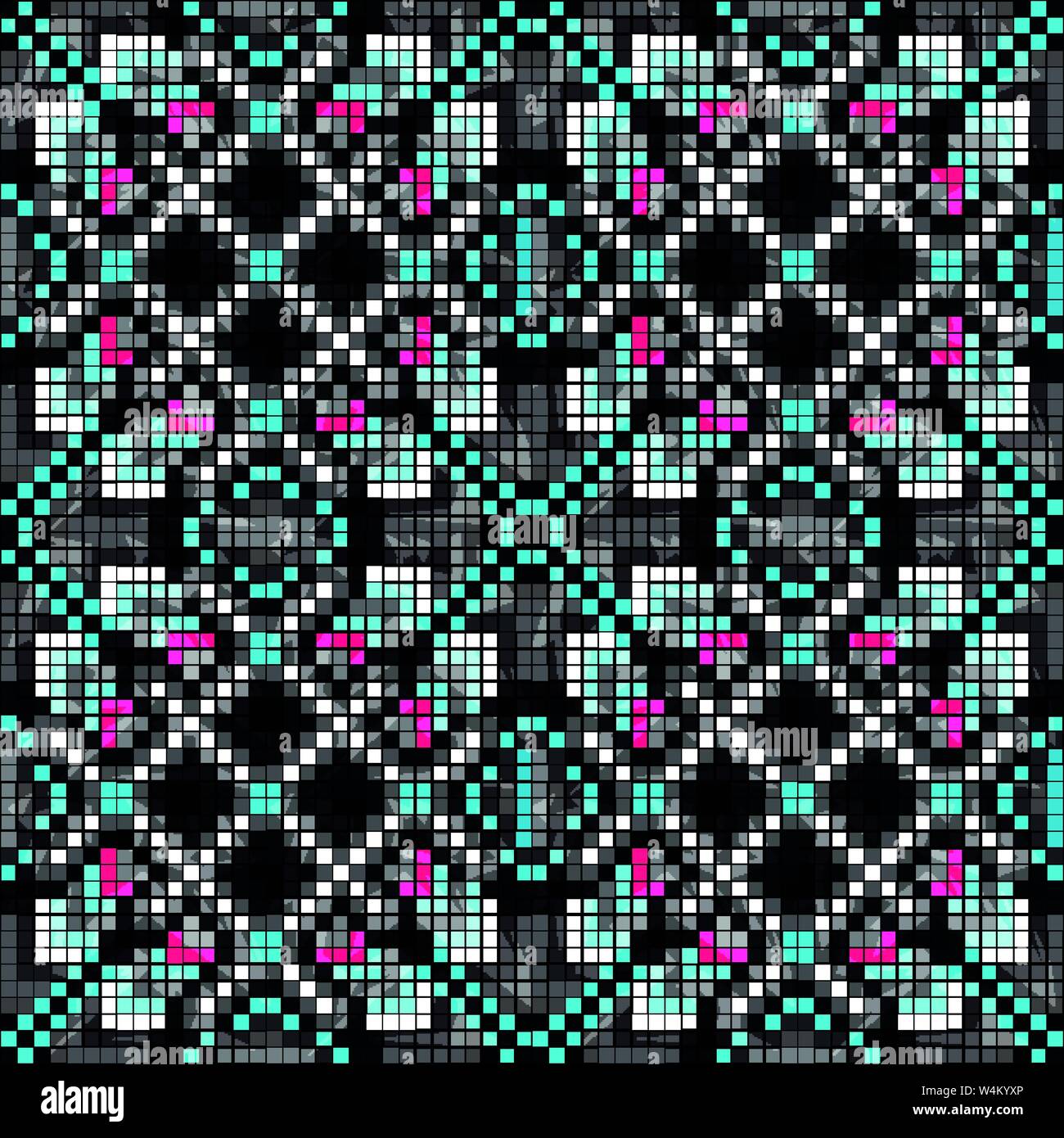 pixels colored geometric seamless pattern vector illustration Stock ...