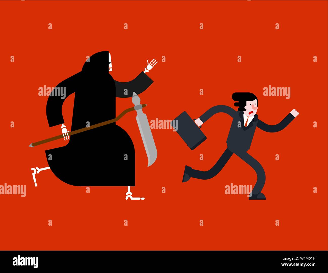 Businessman run away from death. grim Reaper is running after Boss ...