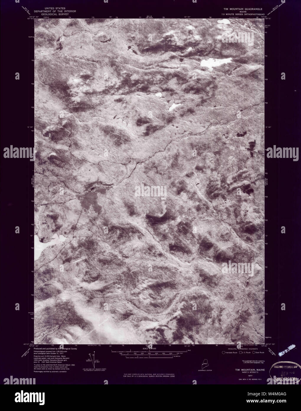 Maine USGS Historical Map Tim Mountain 807232 1977 24000 Inversion ...