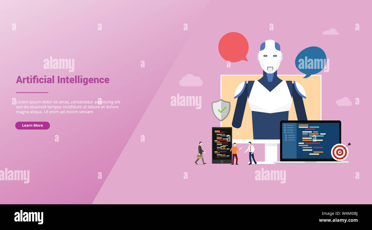 artificial intelligence ai concept with robot and technology ...