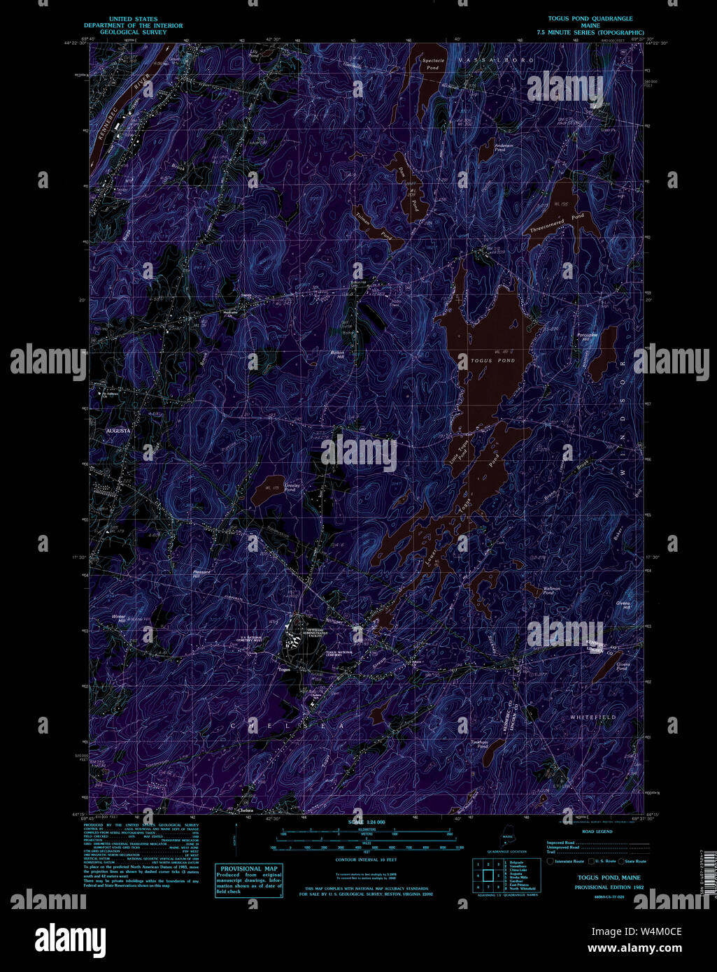 Maine USGS Historical Map Togus Pond 103032 1982 24000 Inversion ...