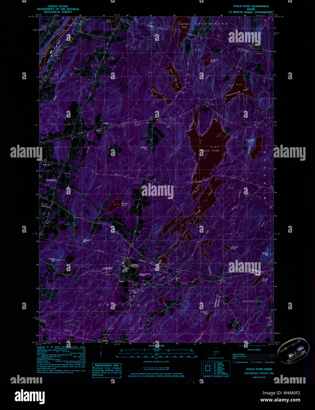 Maine USGS Historical Map Togus Pond 460963 1982 24000 Inversion ...
