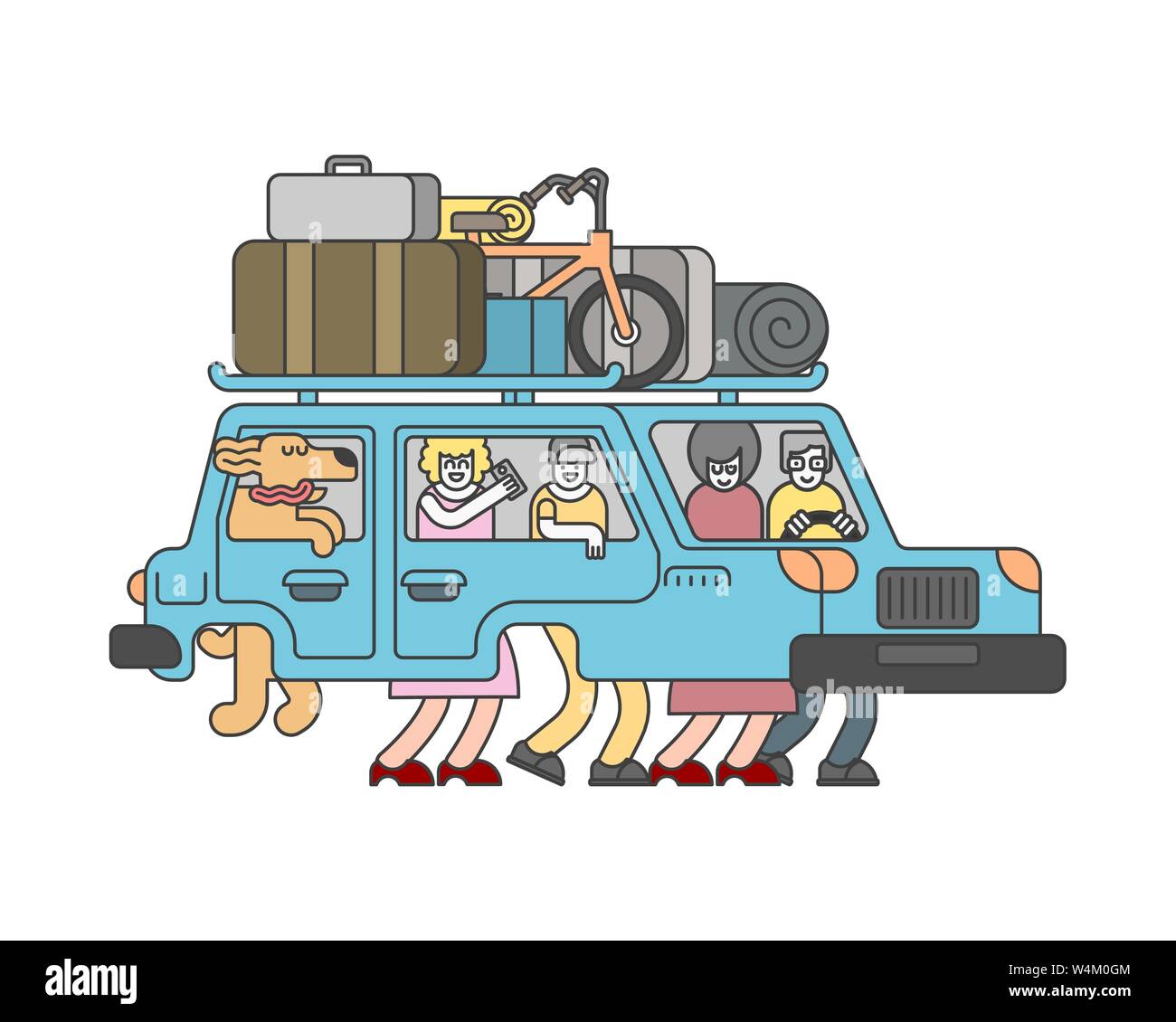 Family car. Car is walking leg. auto with legs Stock Vector Image & Art ...