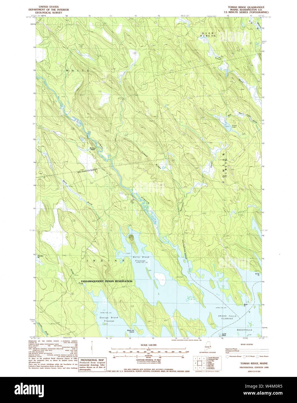 Maine USGS Historical Map Tomah Ridge 103034 1988 24000 Restoration ...