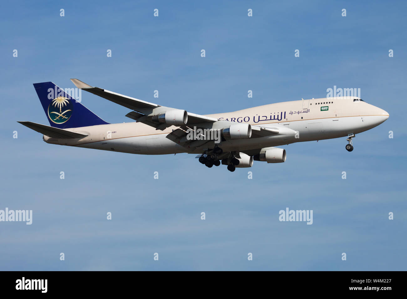 FRANKFURT / GERMANY - AUGUST 21, 2013: Saudia Cargo Boeing 747-400 TF ...