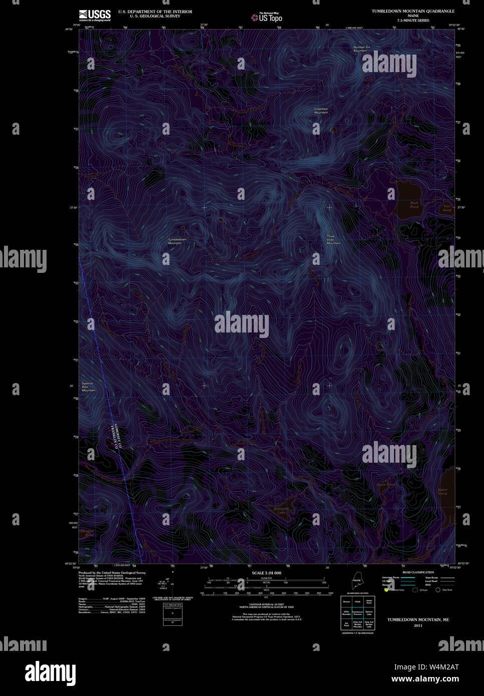 Maine USGS Historical Map Tumbledown Mountain 20110909 TM Inversion ...