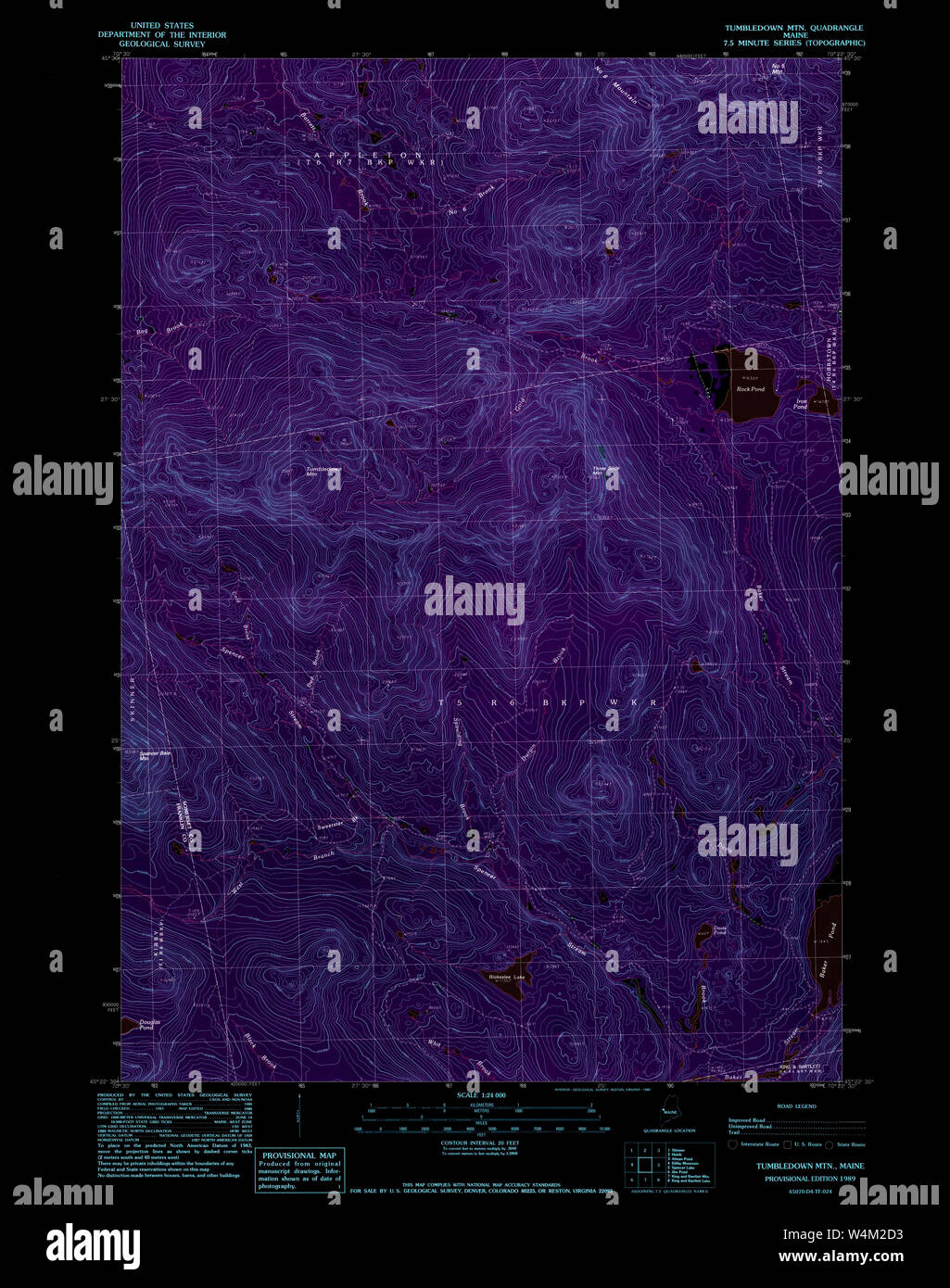 Maine USGS Historical Map Tumbledown Mtn 103042 1989 24000 Inversion ...