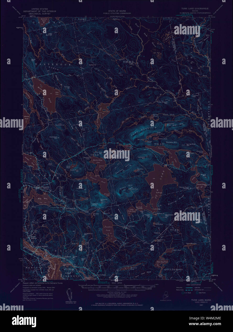 Maine USGS Historical Map Tunk Lake 306820 1957 62500 Inversion ...