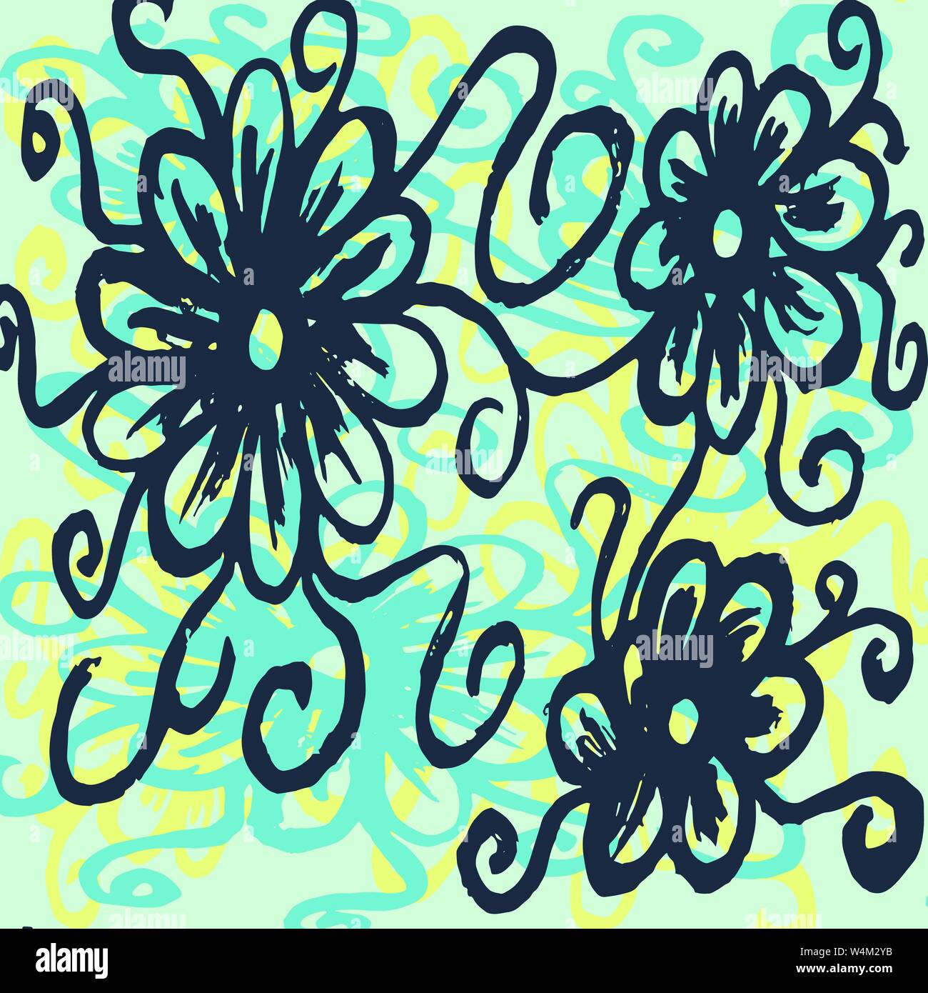 graffiti abstract flowers pattern vector illustration Stock Vector ...