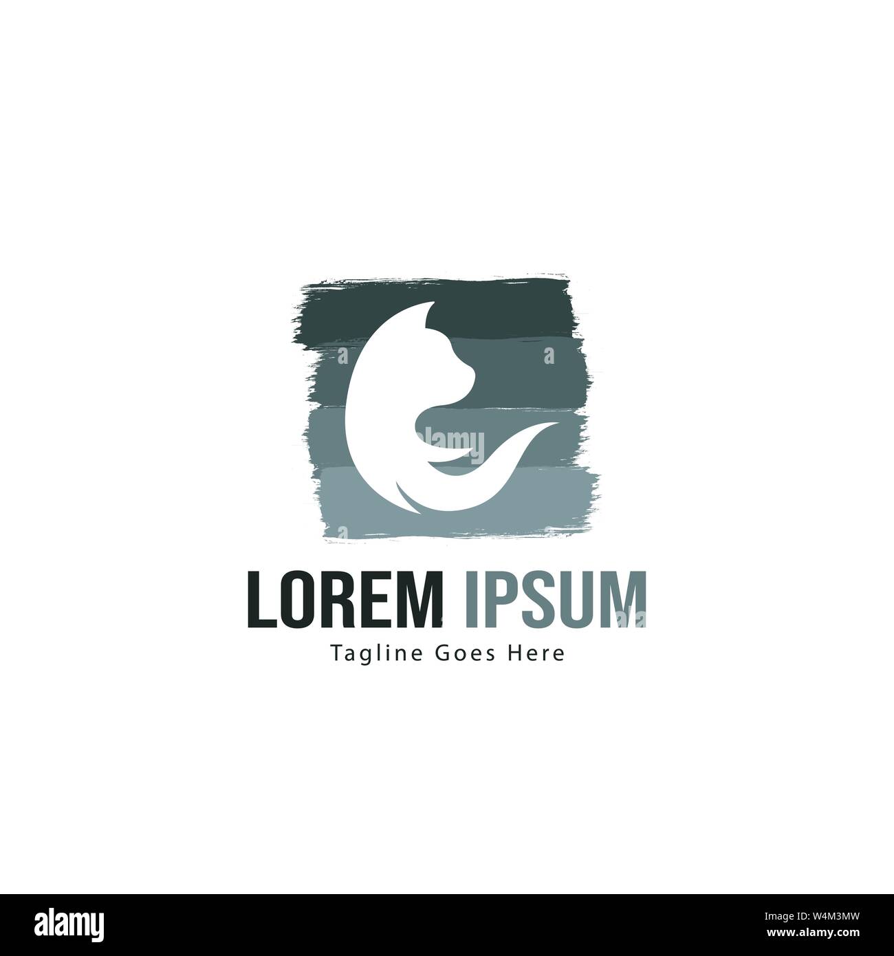 Cat logo template design. Cat logo with modern frame isolated on white ...