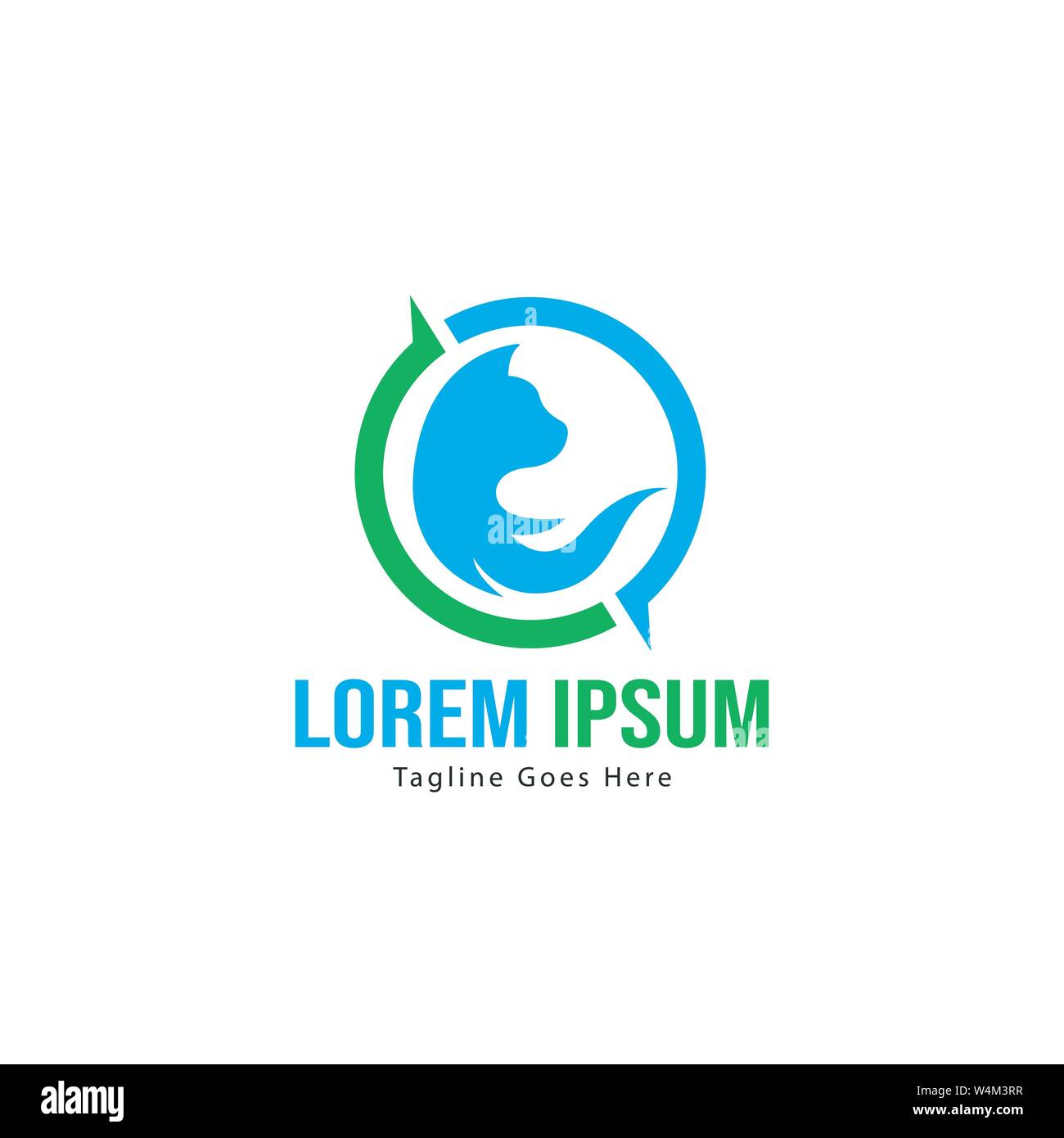 Cat logo template design. Cat logo with modern frame isolated on white ...