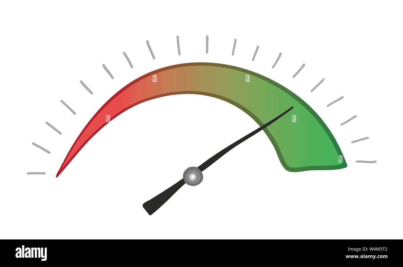 Vector hand-drawn illustration of speedometer. Colored outlines and ...