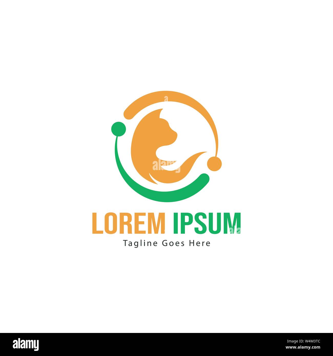 Cat logo template design. Cat logo with modern frame isolated on white ...