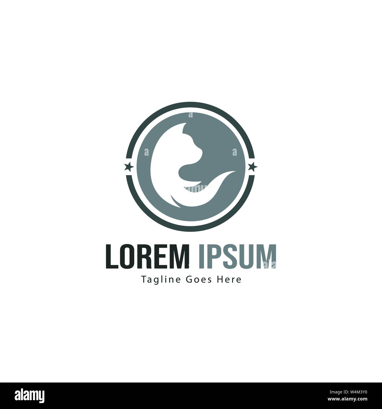 Cat logo template design. Cat logo with modern frame isolated on white ...