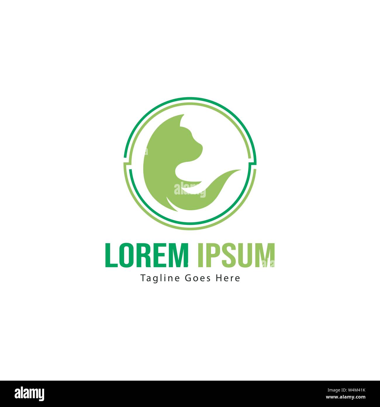 Cat logo template design. Cat logo with modern frame isolated on white ...