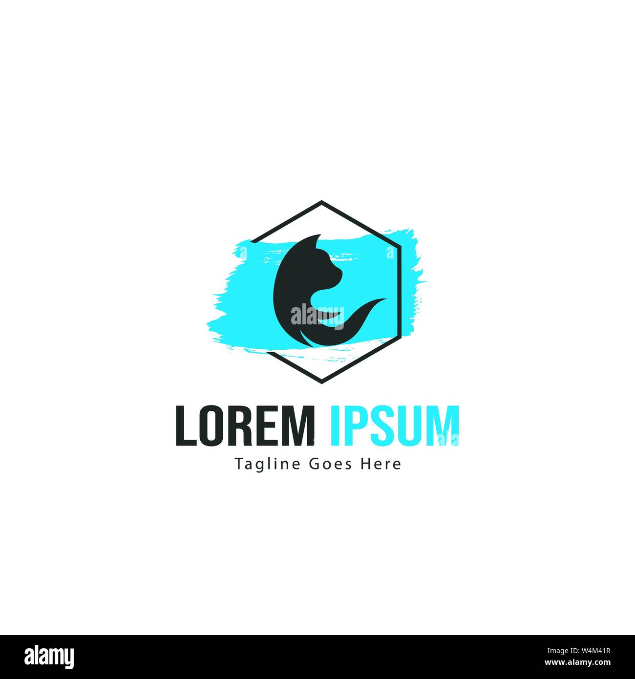 Cat logo template design. Cat logo with modern frame isolated on white ...