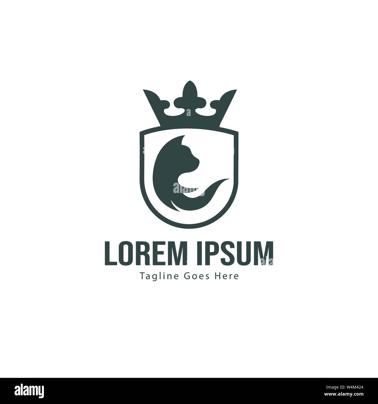Cat logo template design. Cat logo with modern frame isolated on white ...