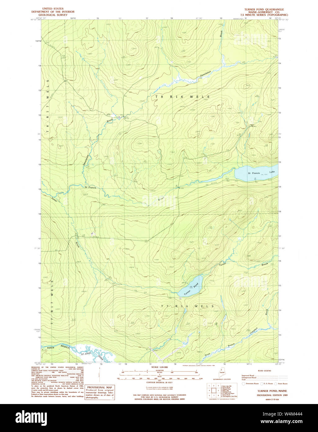 Maine USGS Historical Map Turner Pond 103045 1989 24000 Restoration ...