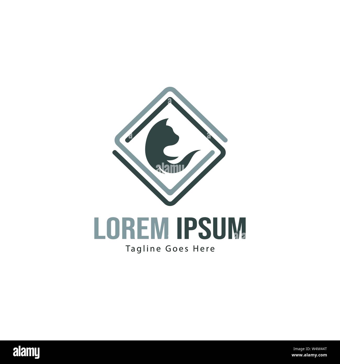 Cat logo template design. Cat logo with modern frame isolated on white ...