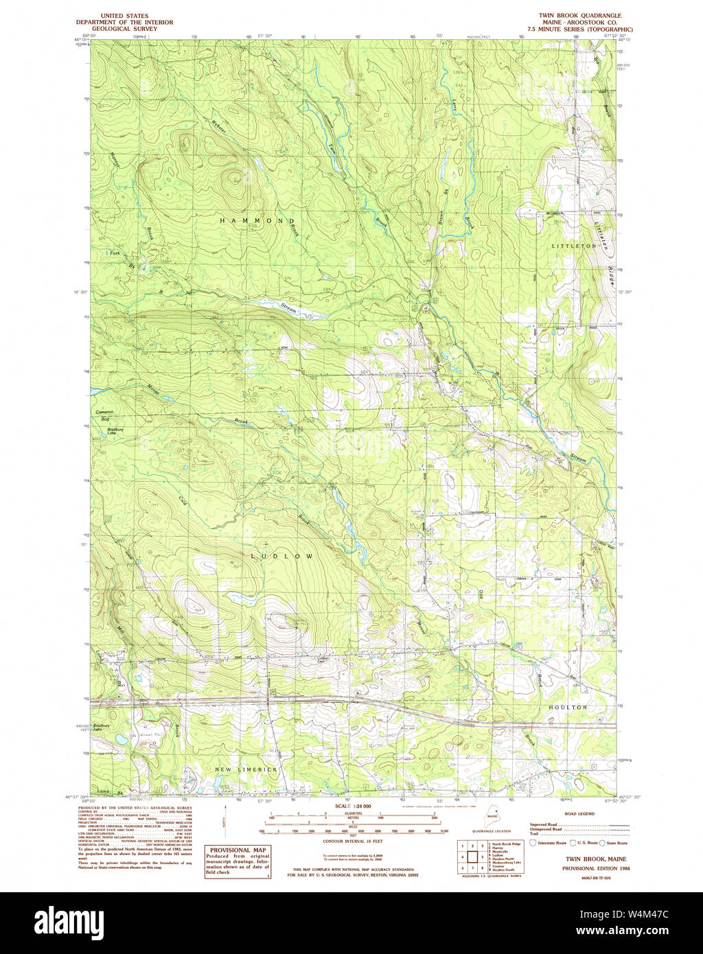 Maine USGS Historical Map Twin Brook 103047 1984 24000 Restoration ...