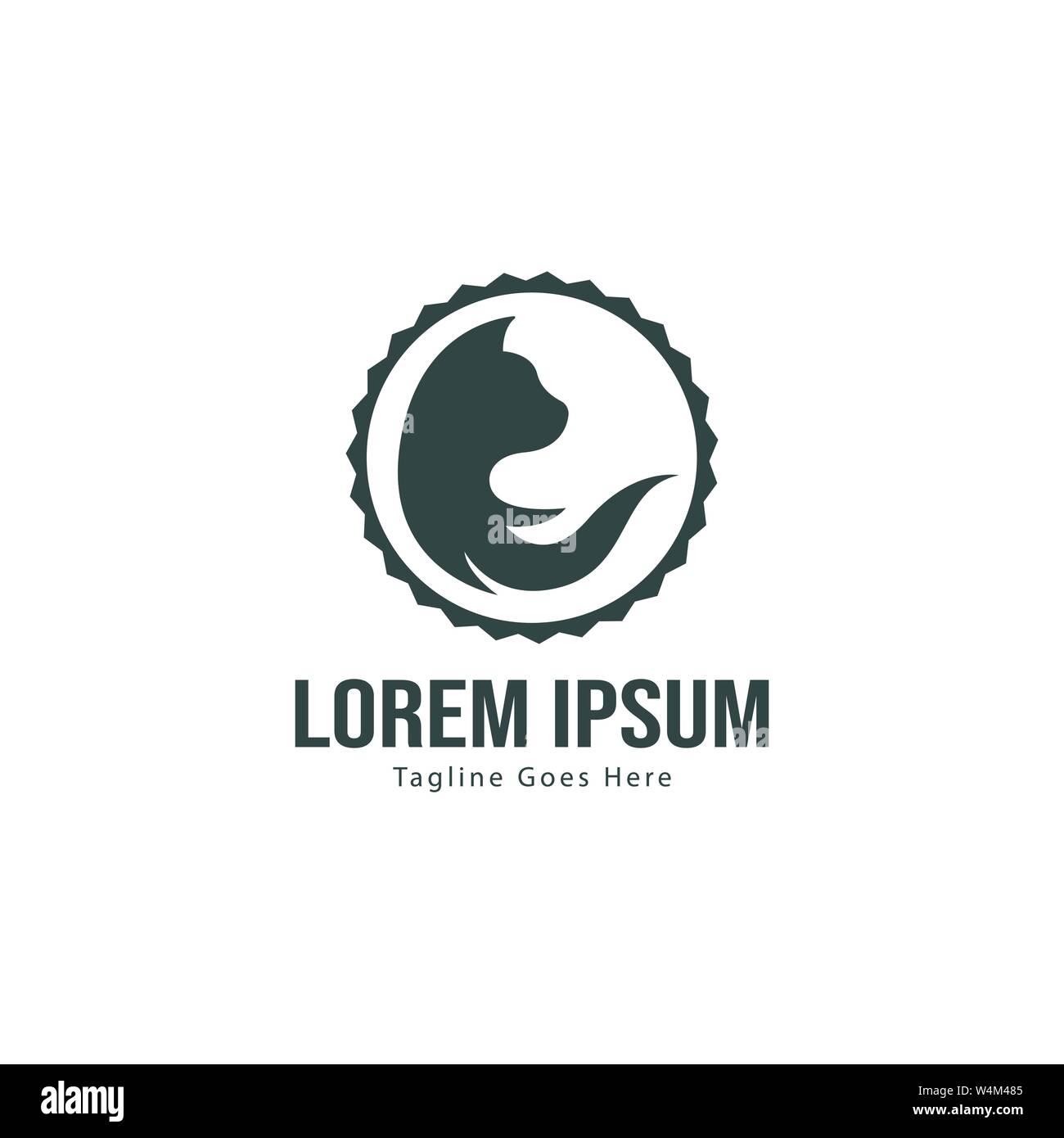 Cat logo template design. Cat logo with modern frame isolated on white ...