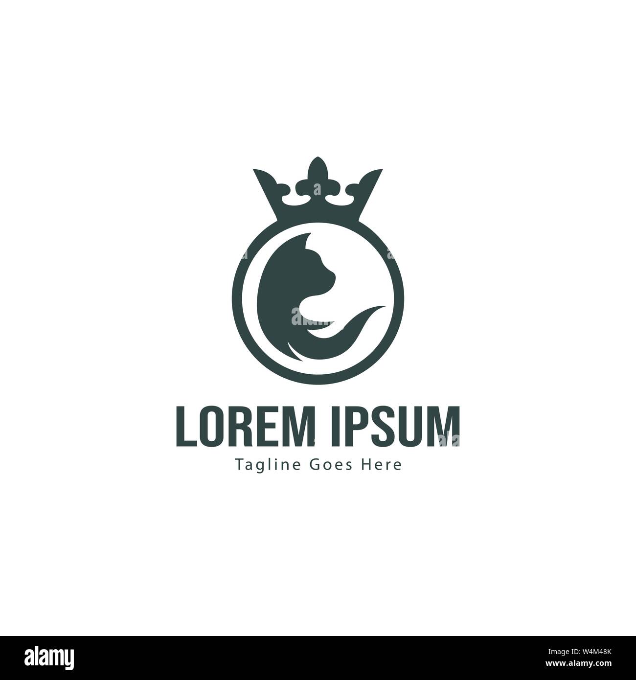 Cat logo template design. Cat logo with modern frame isolated on white ...