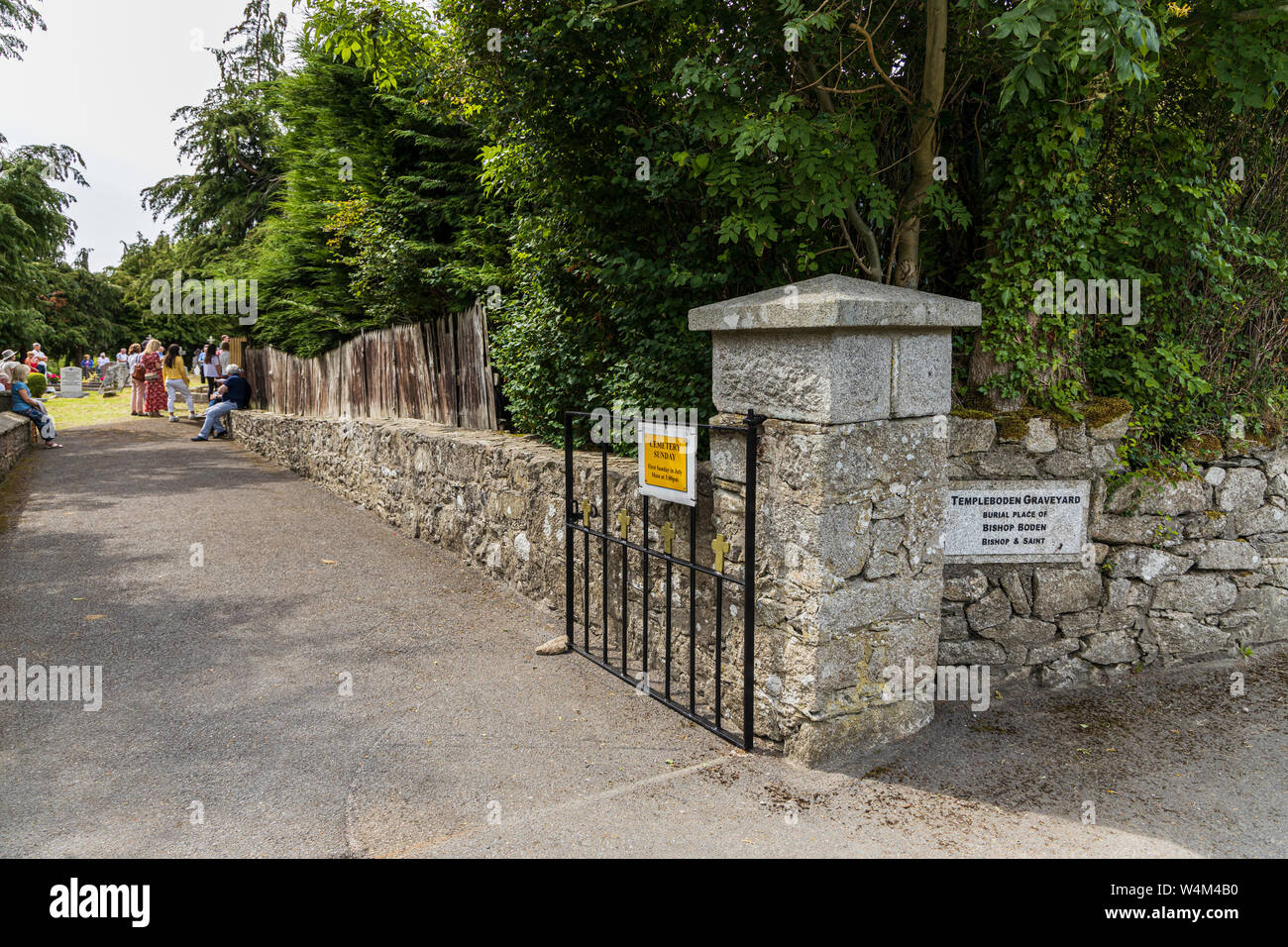 Outdoor mass in Templeboden cemetery, amongst the gravestones on a July ...