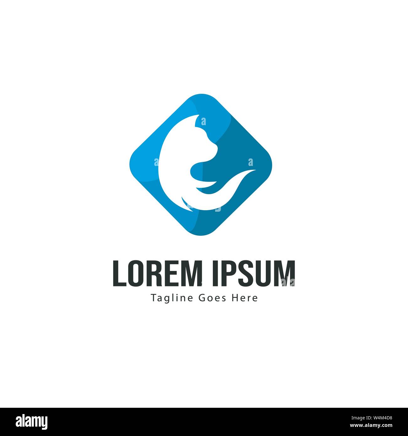 Cat logo template design. Cat logo with modern frame isolated on white ...