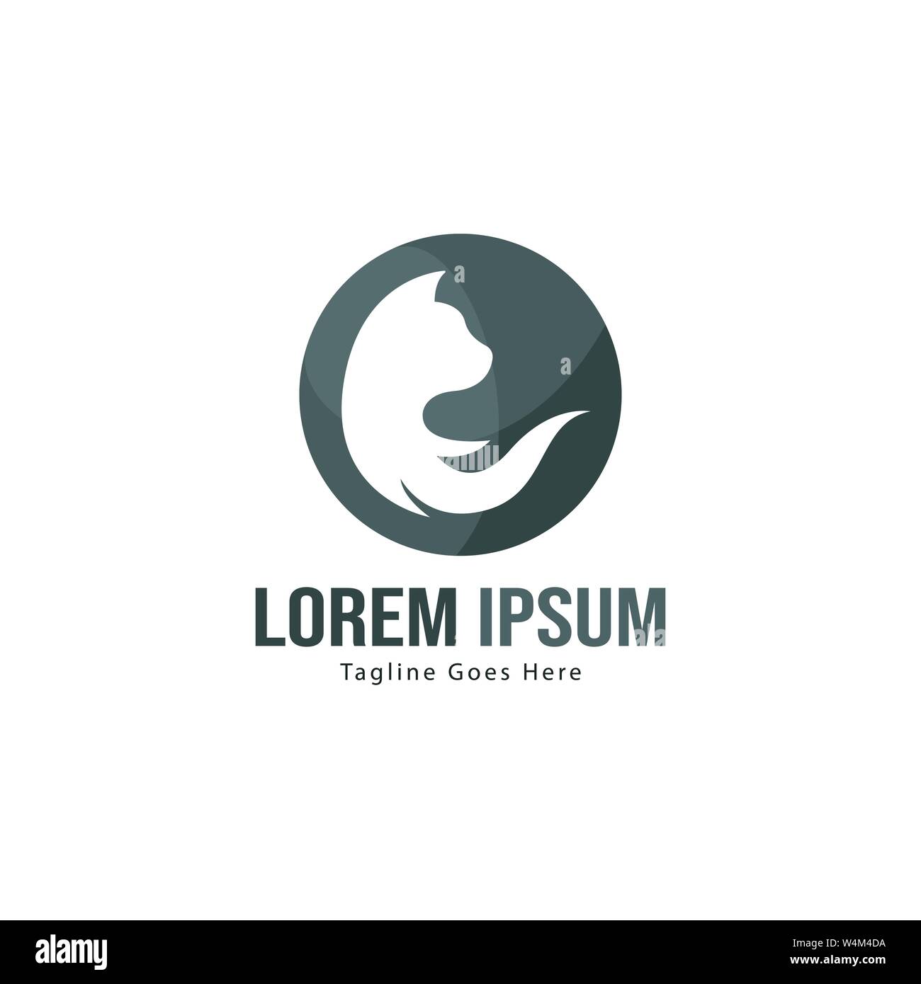 Cat logo template design. Cat logo with modern frame isolated on white ...