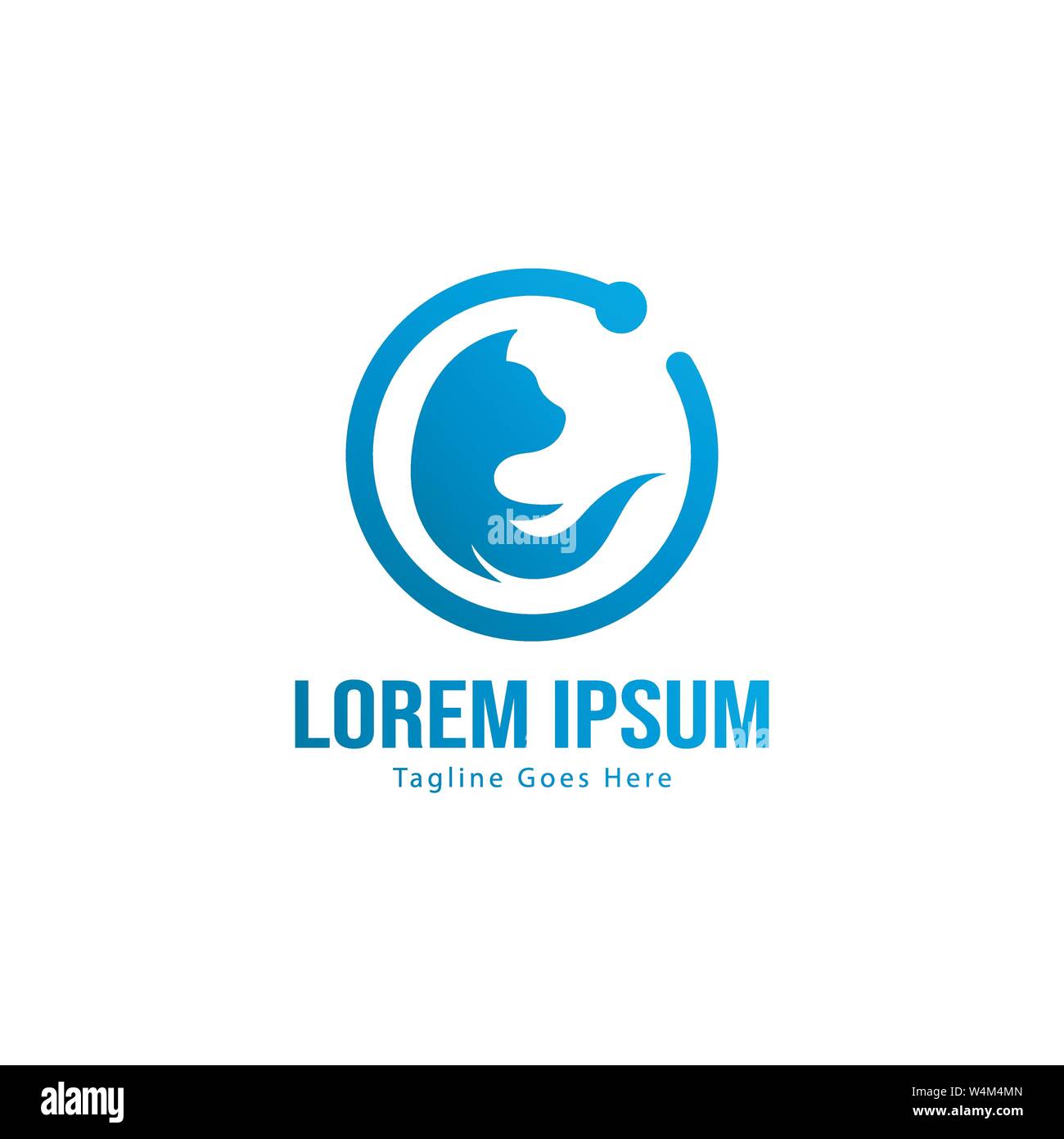 Cat logo template design. Cat logo with modern frame isolated on white ...