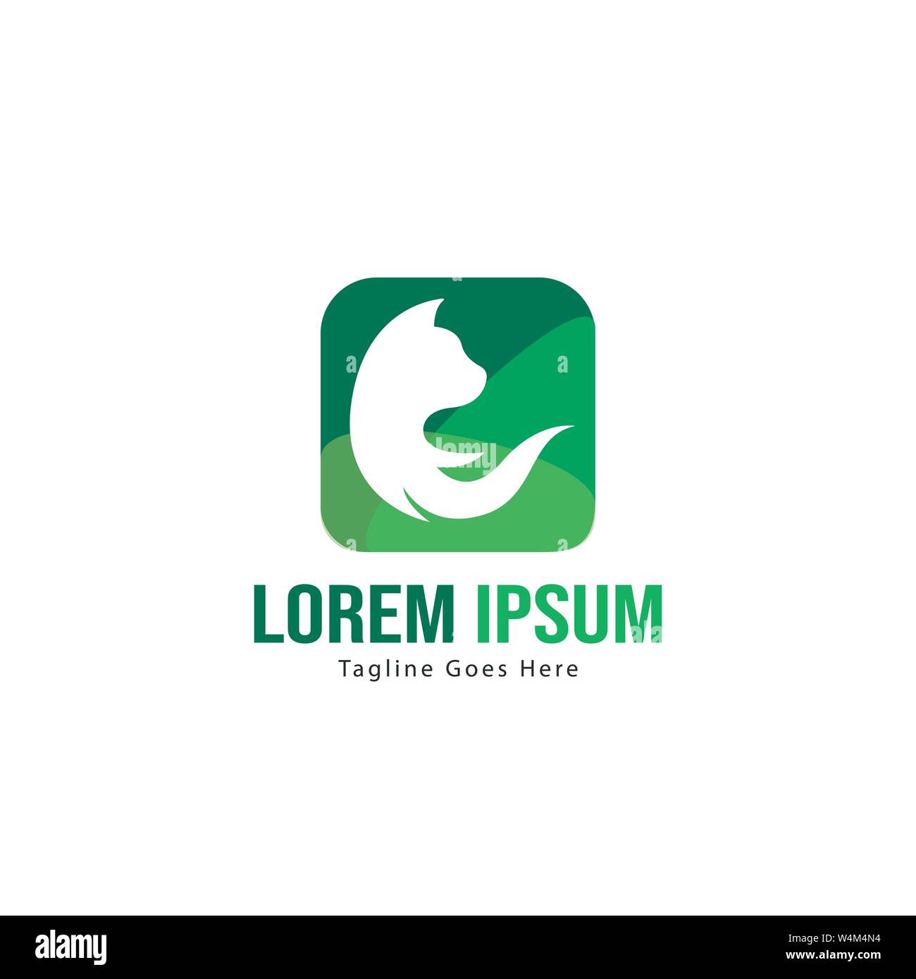 Cat logo template design. Cat logo with modern frame isolated on white ...