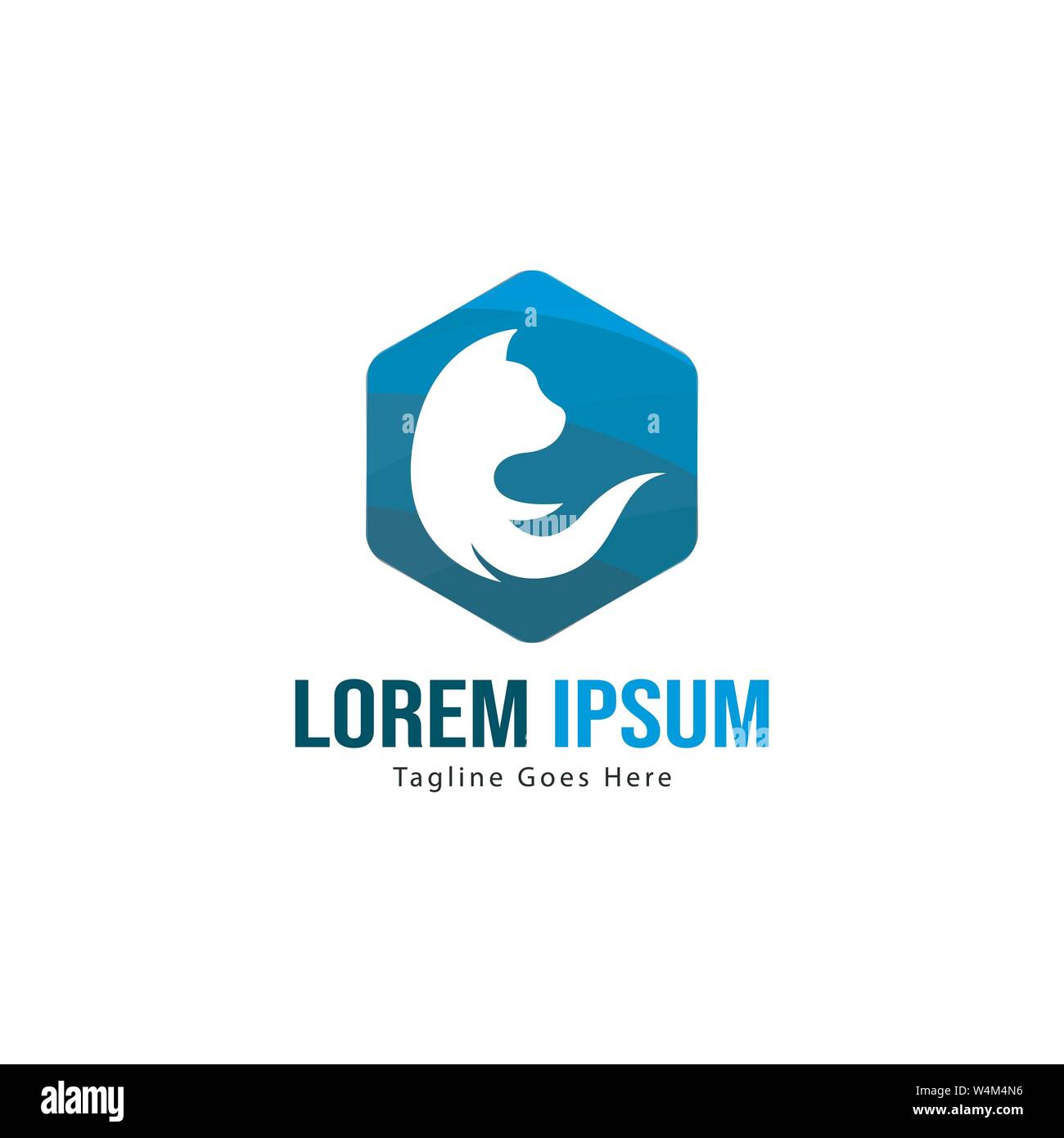 Cat logo template design. Cat logo with modern frame isolated on white ...