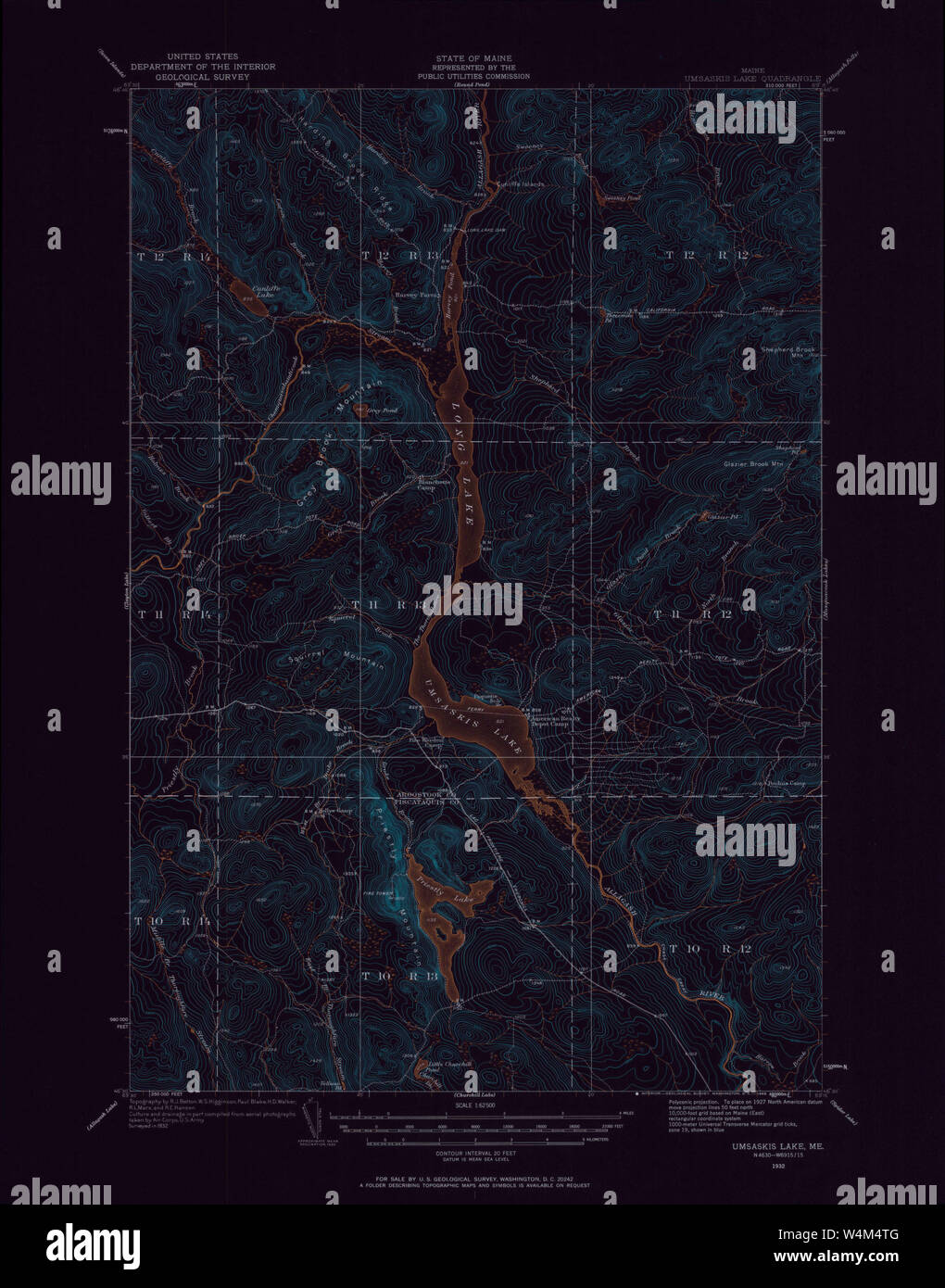 Maine USGS Historical Map Umsaskis Lake 306822 1932 62500 Inversion ...
