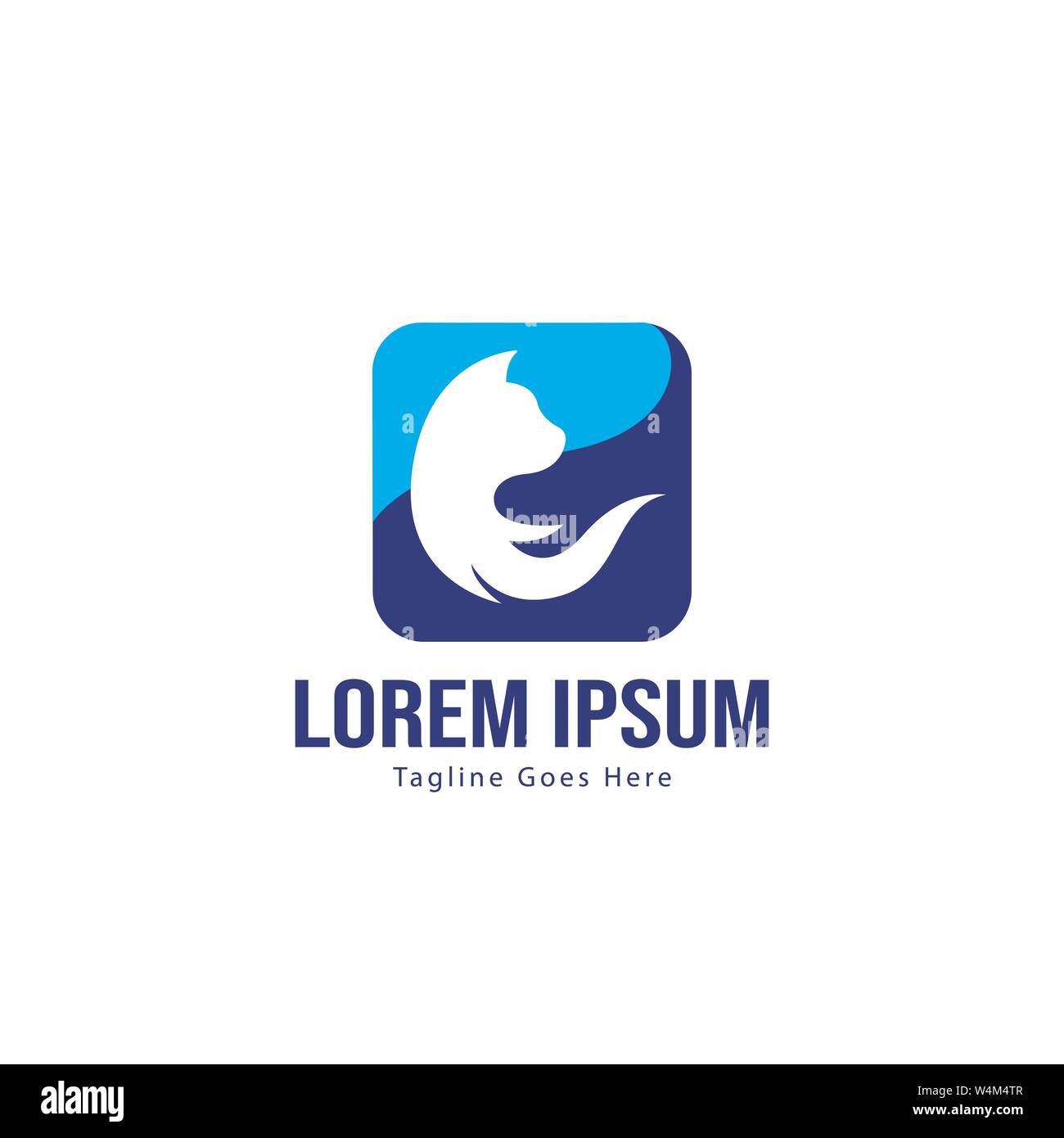 Cat logo template design. Cat logo with modern frame isolated on white ...
