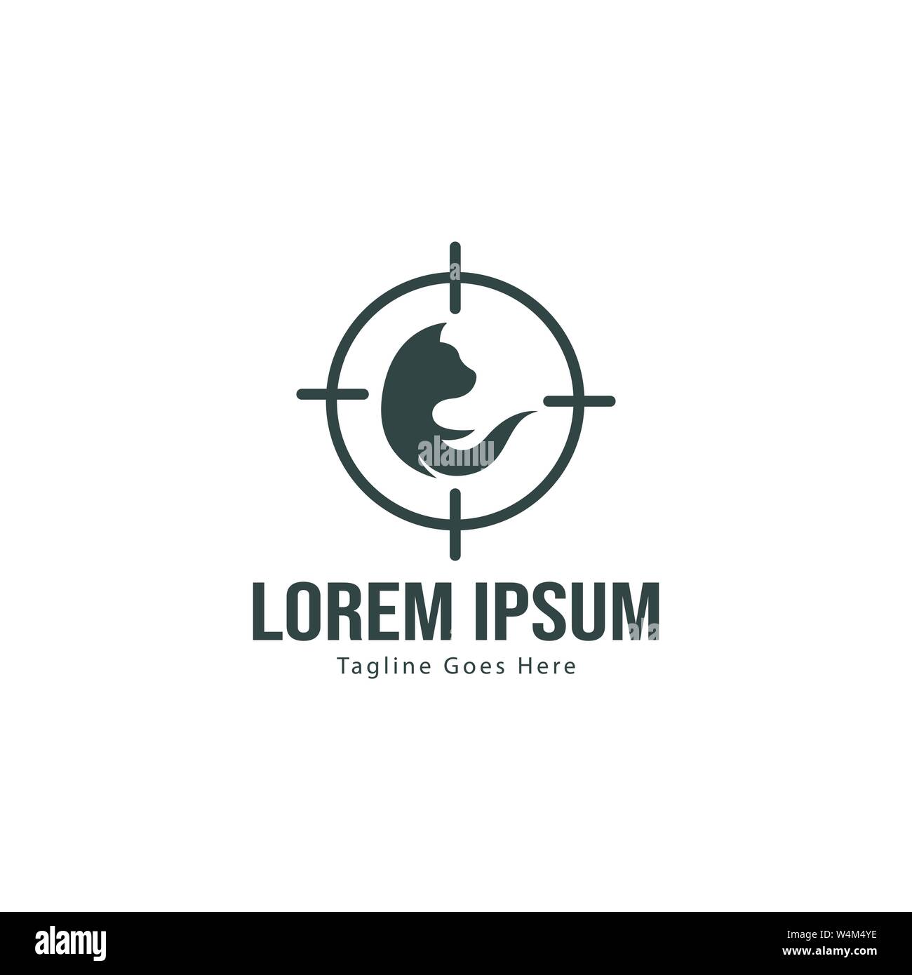 Cat logo template design. Cat logo with modern frame isolated on white ...