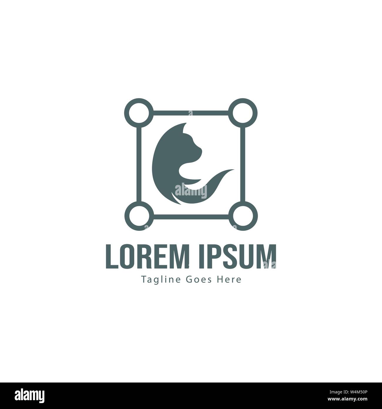 Cat logo template design. Cat logo with modern frame isolated on white ...