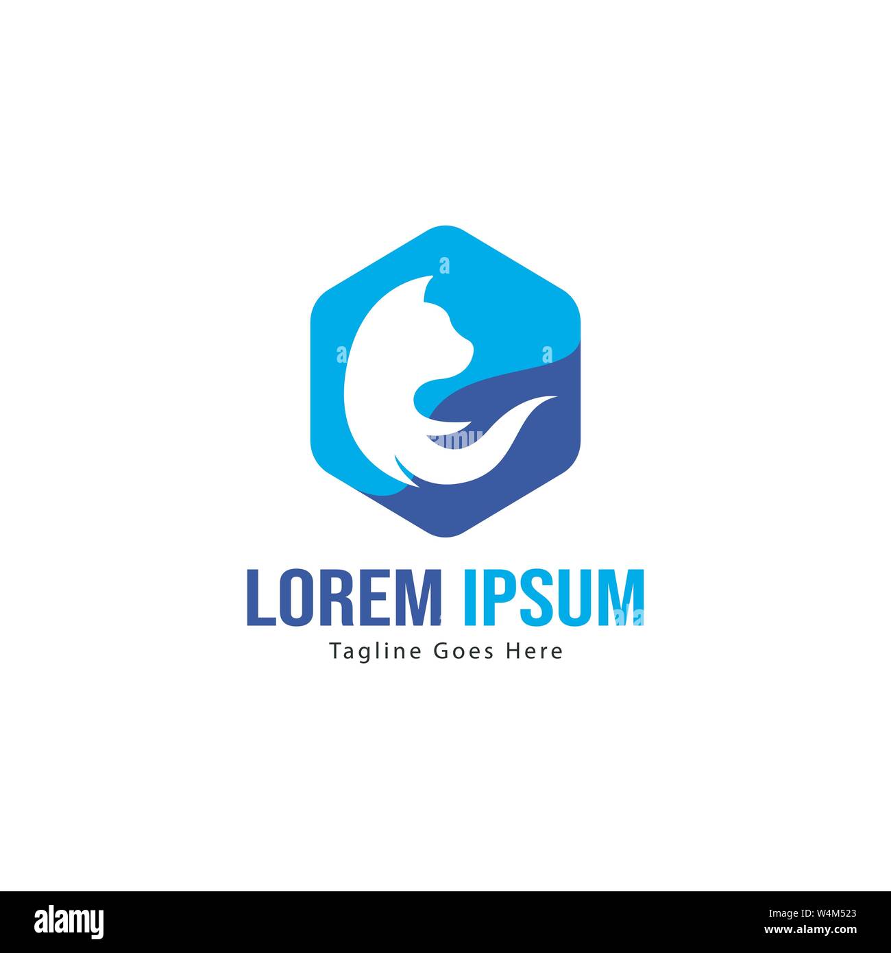 Cat logo template design. Cat logo with modern frame isolated on white ...