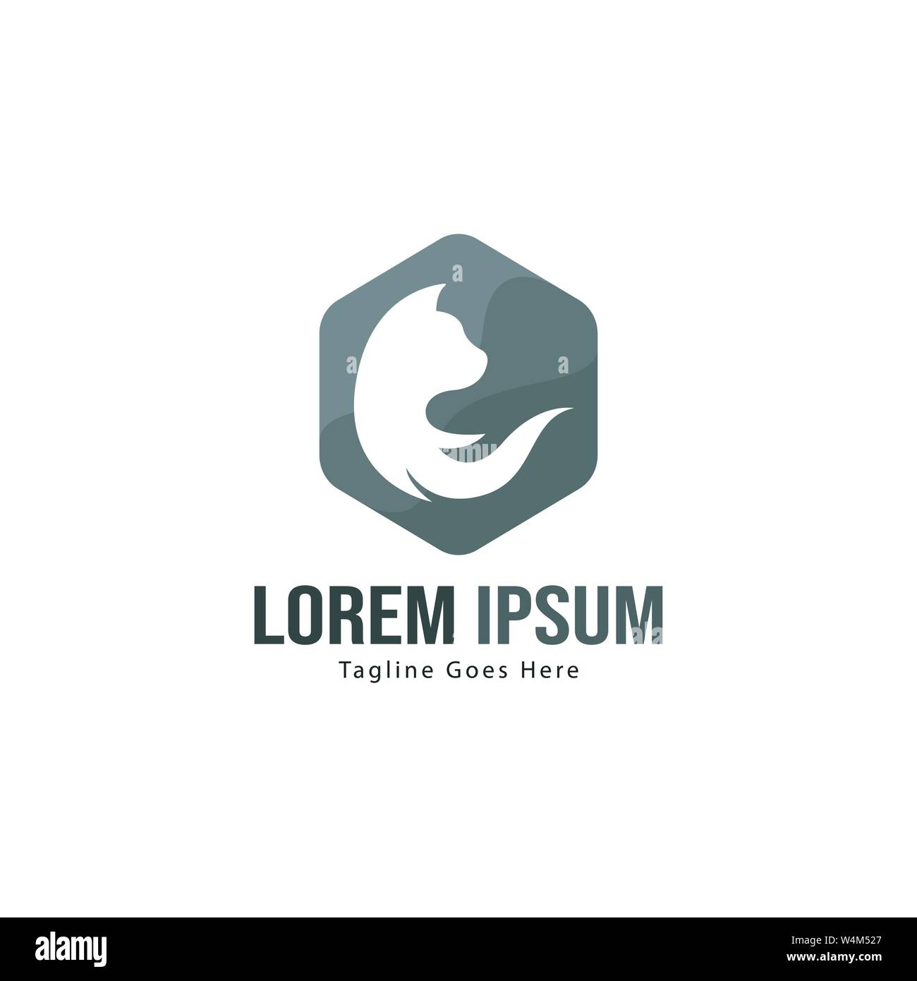 Cat logo template design. Cat logo with modern frame isolated on white ...