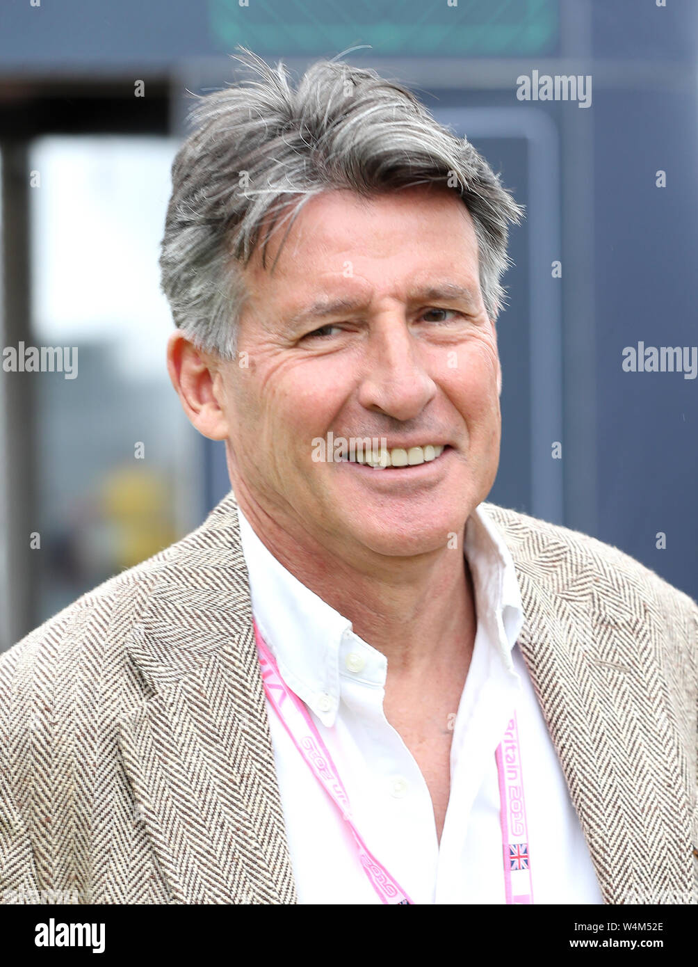 Sebastian Coe arrives during the British Grand Prix at Silverstone ...