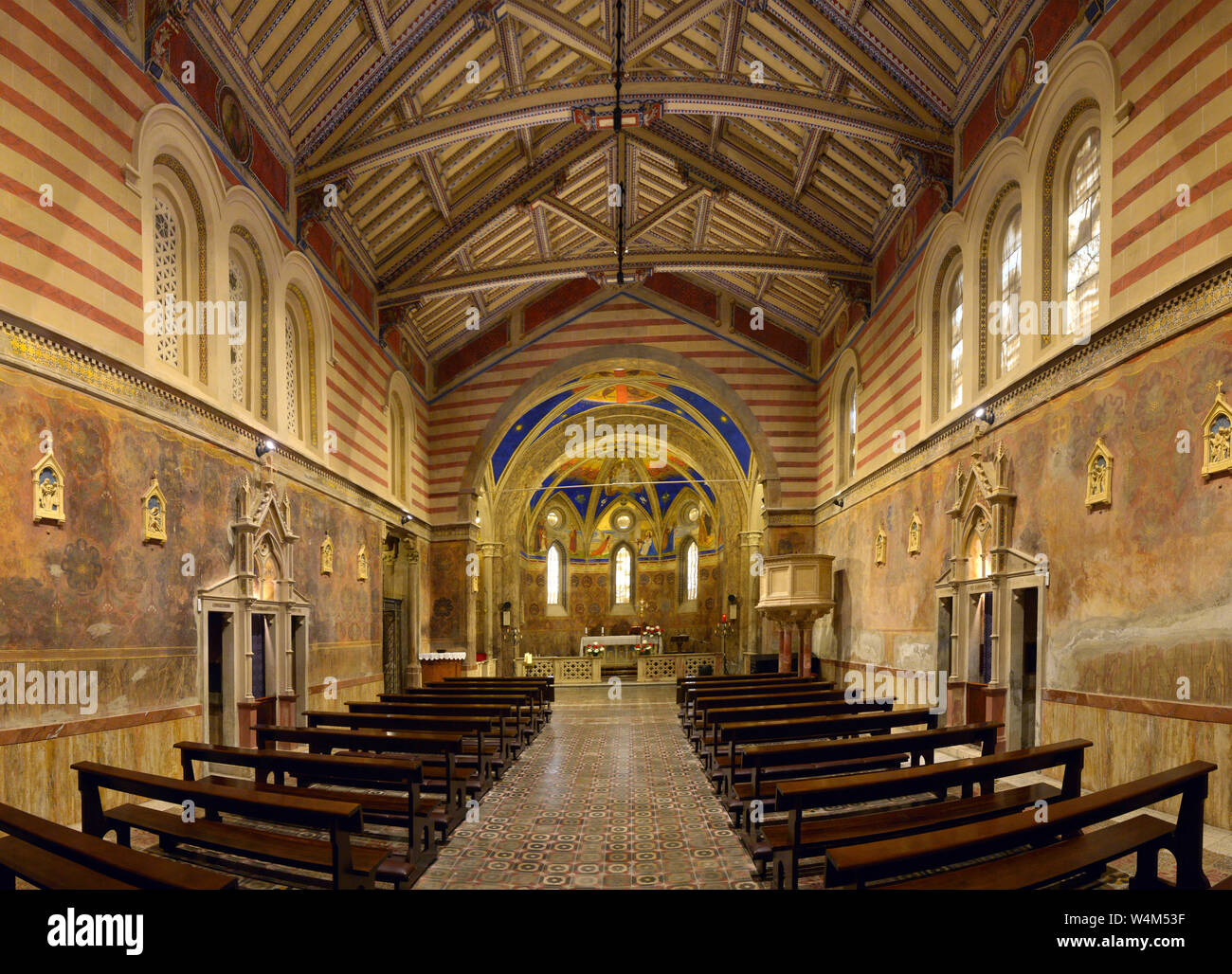 ITALY, ALERONA, 09.10.2018, Typical interior of a catholic church in ...