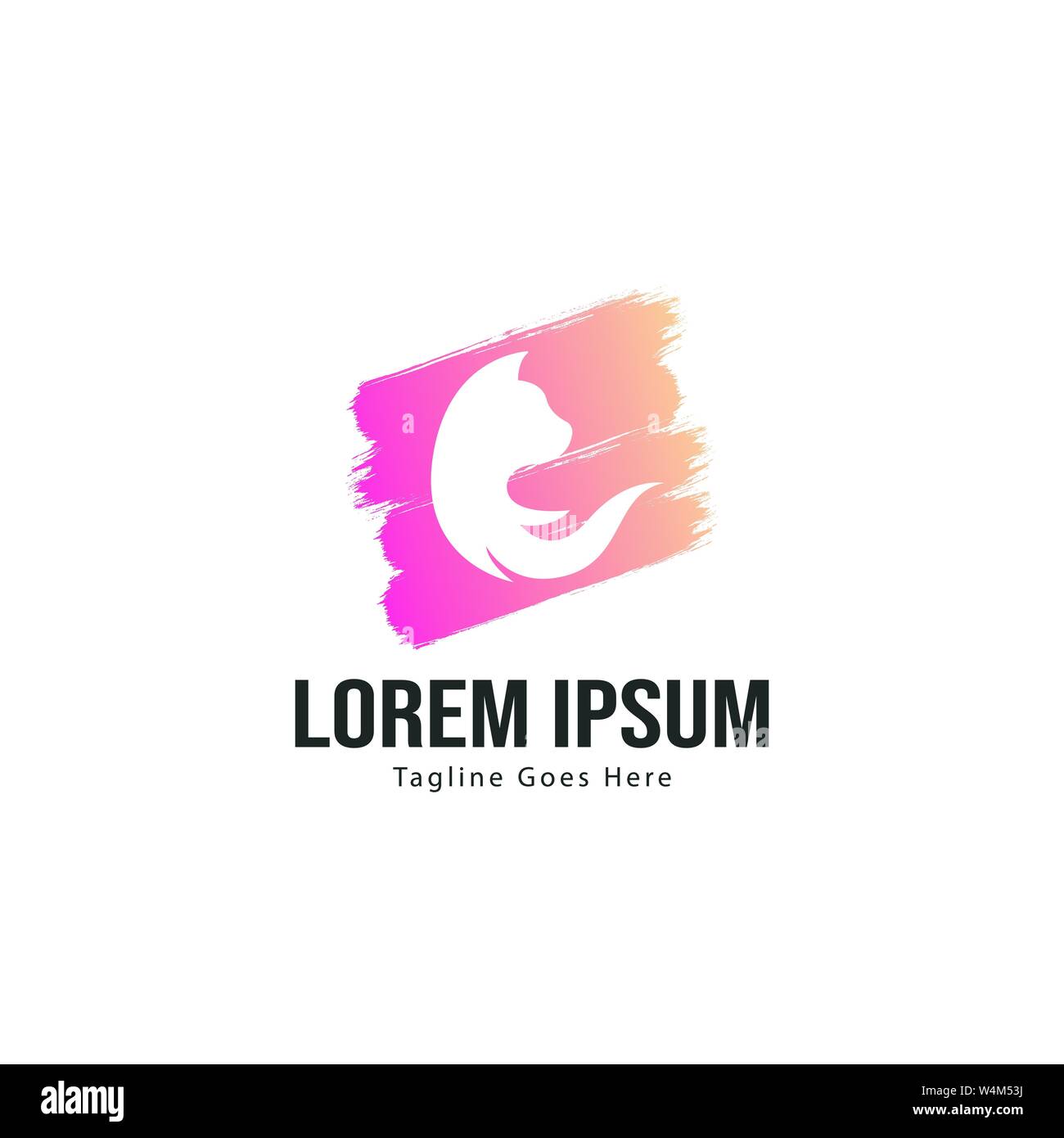 Cat logo template design. Cat logo with modern frame isolated on white ...