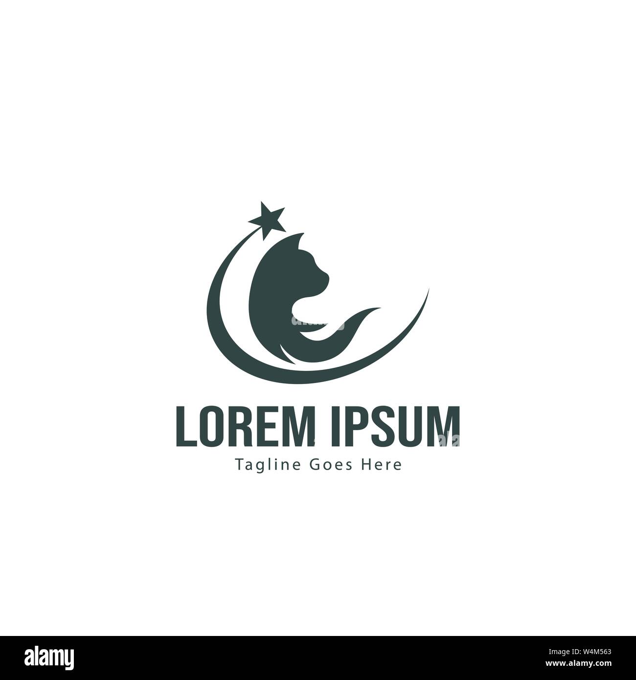 Cat logo template design. Cat logo with modern frame isolated on white ...