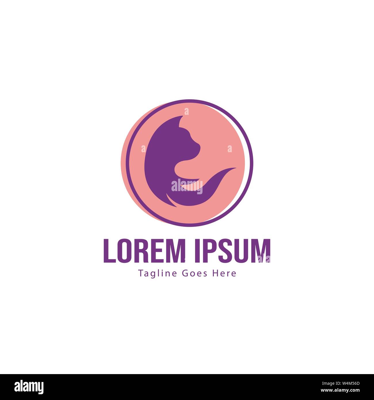 Cat logo template design. Cat logo with modern frame isolated on white ...