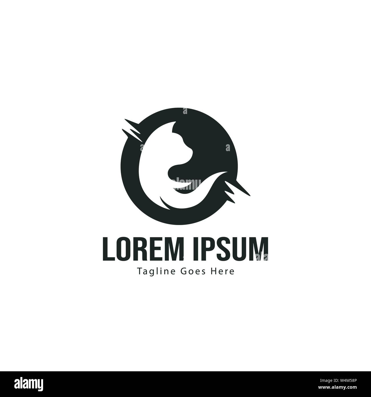 Cat logo template design. Cat logo with modern frame isolated on white ...