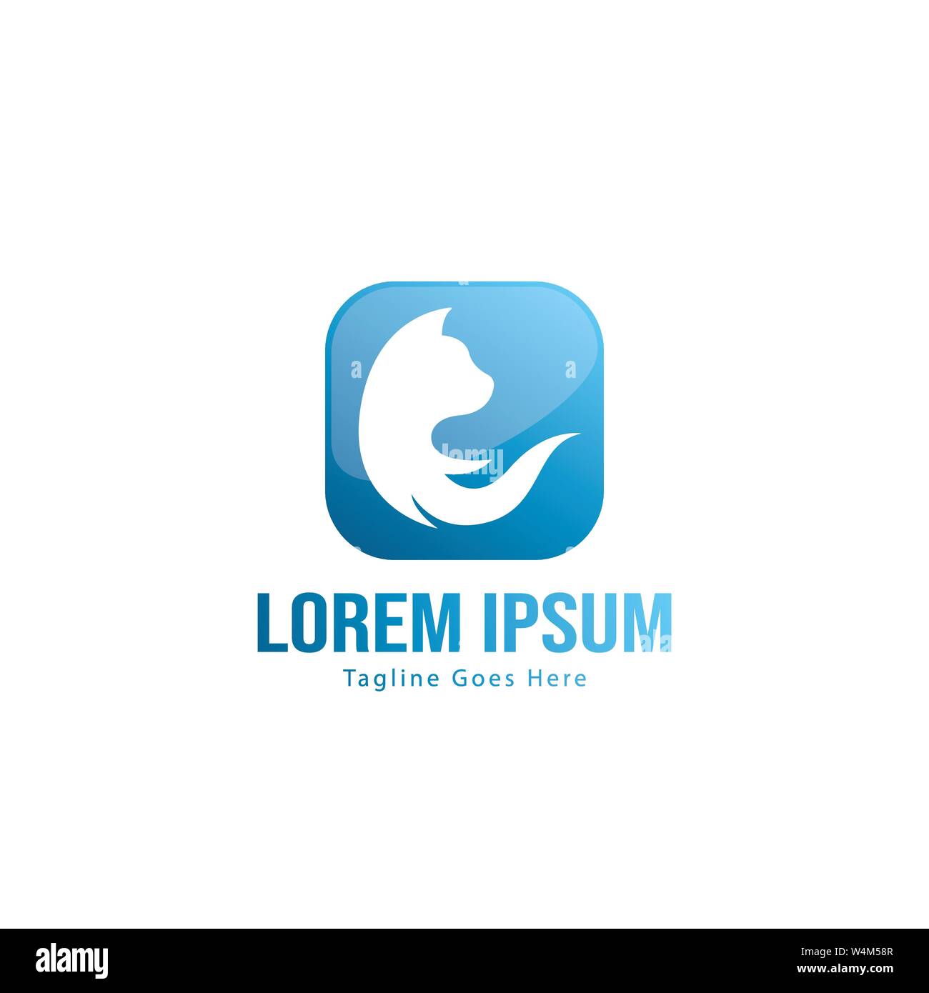 Cat logo template design. Cat logo with modern frame isolated on white ...