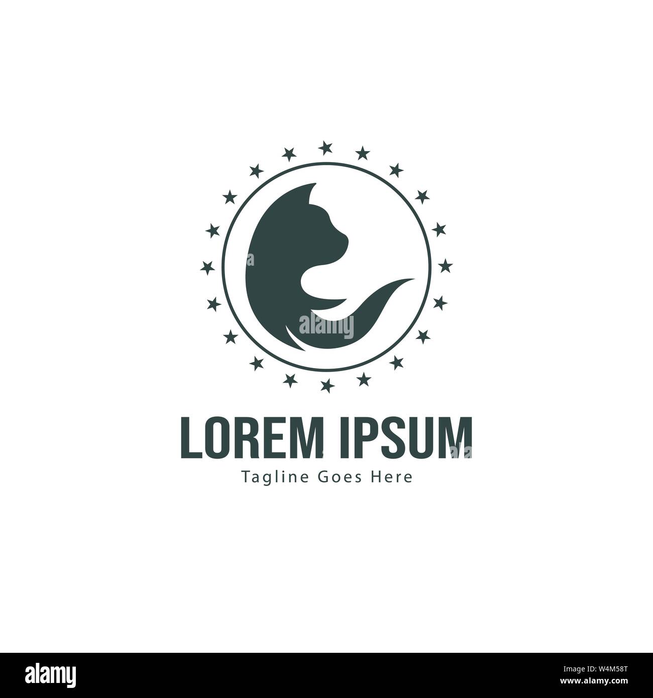 Cat logo template design. Cat logo with modern frame isolated on white ...