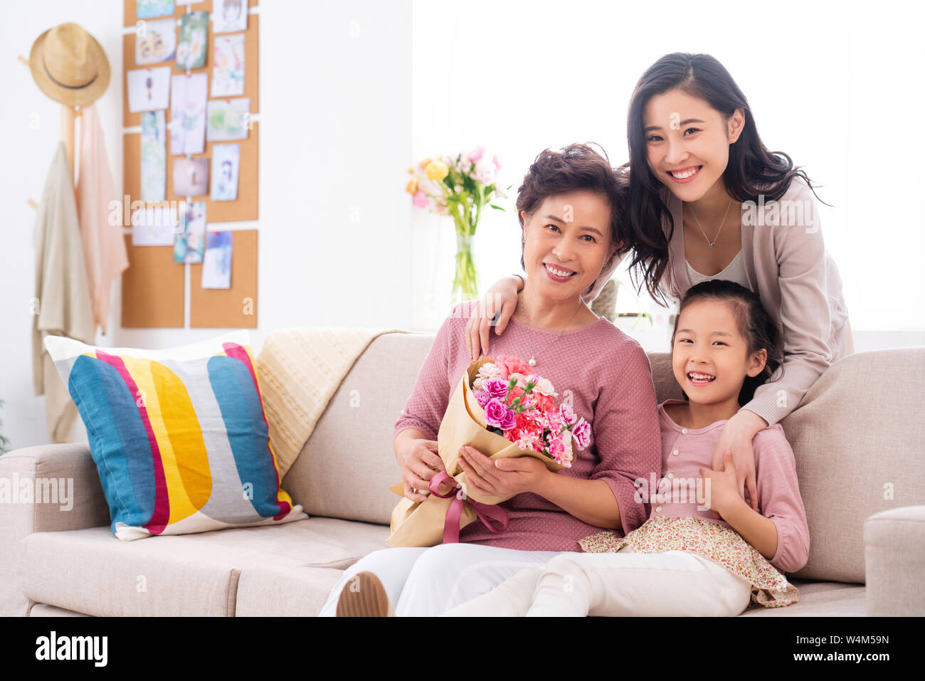 Happy three generations Stock Photo - Alamy