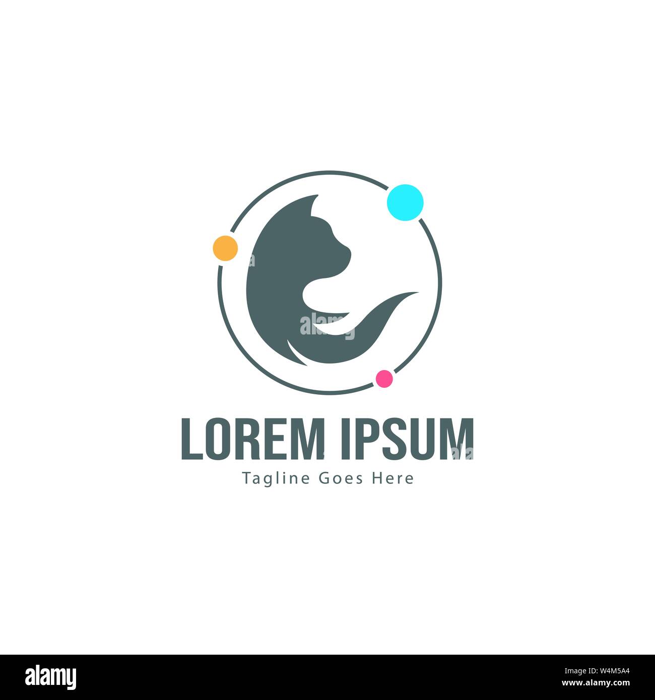 Cat logo template design. Cat logo with modern frame isolated on white ...