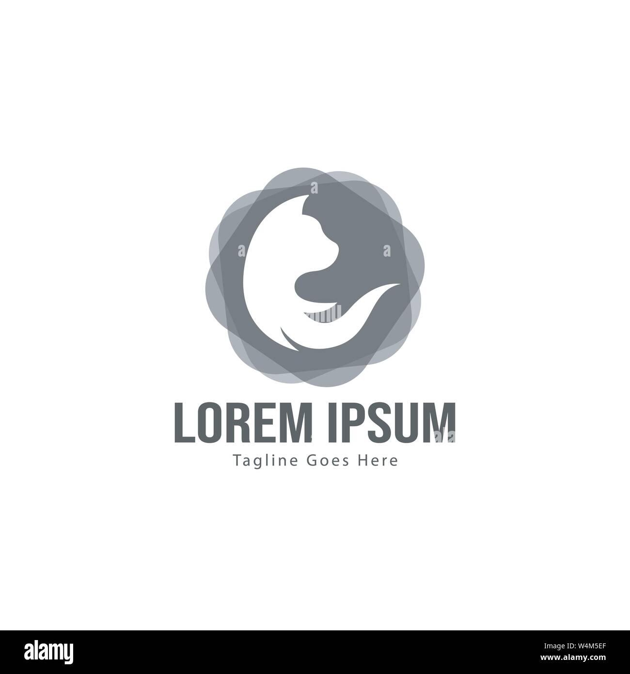 Cat logo template design. Cat logo with modern frame isolated on white ...