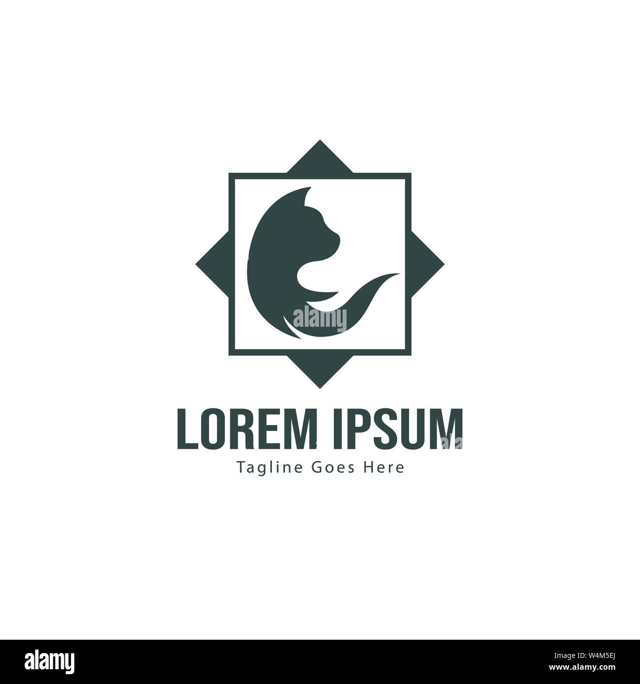 Cat logo template design. Cat logo with modern frame isolated on white ...